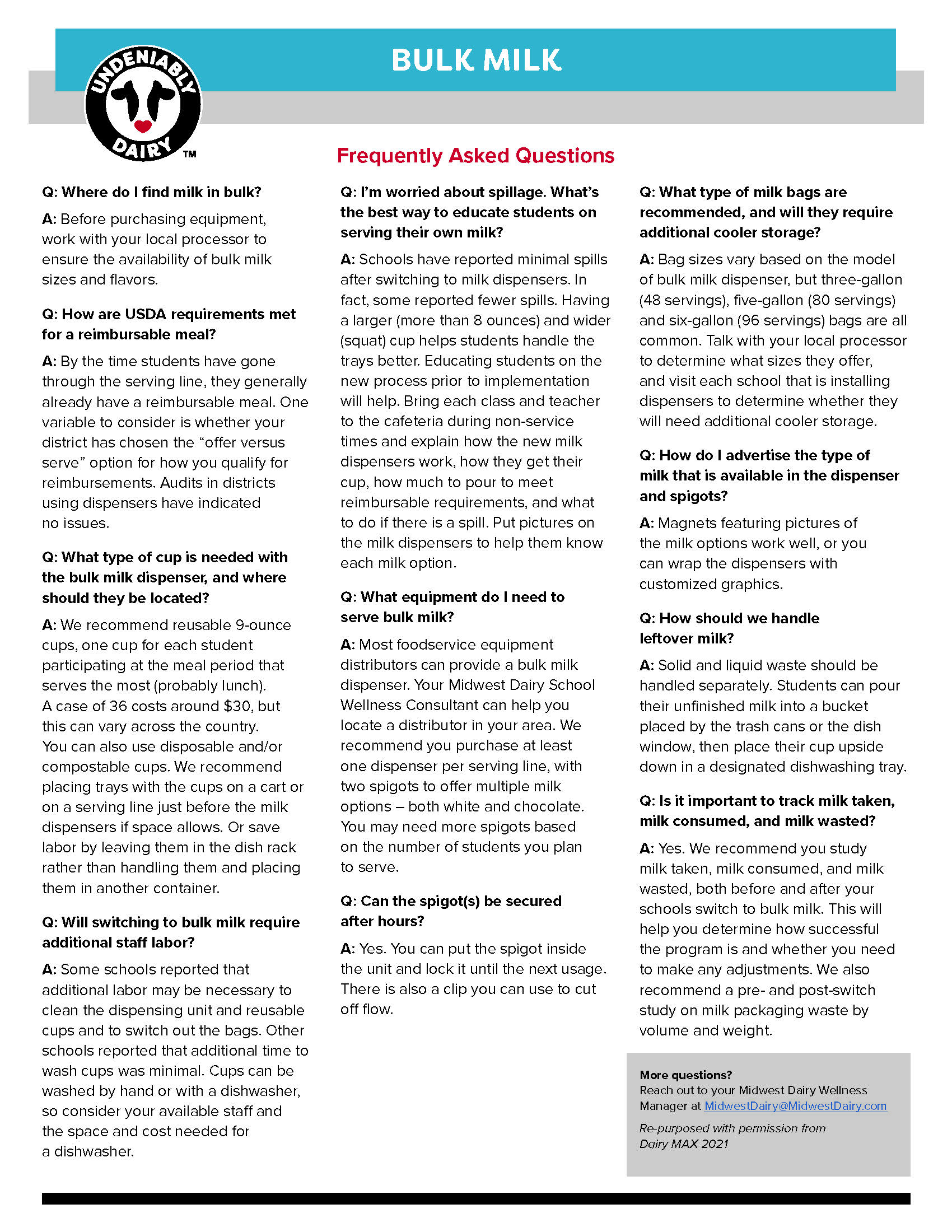 Bulk Milk Program FAQs | Midwest Dairy