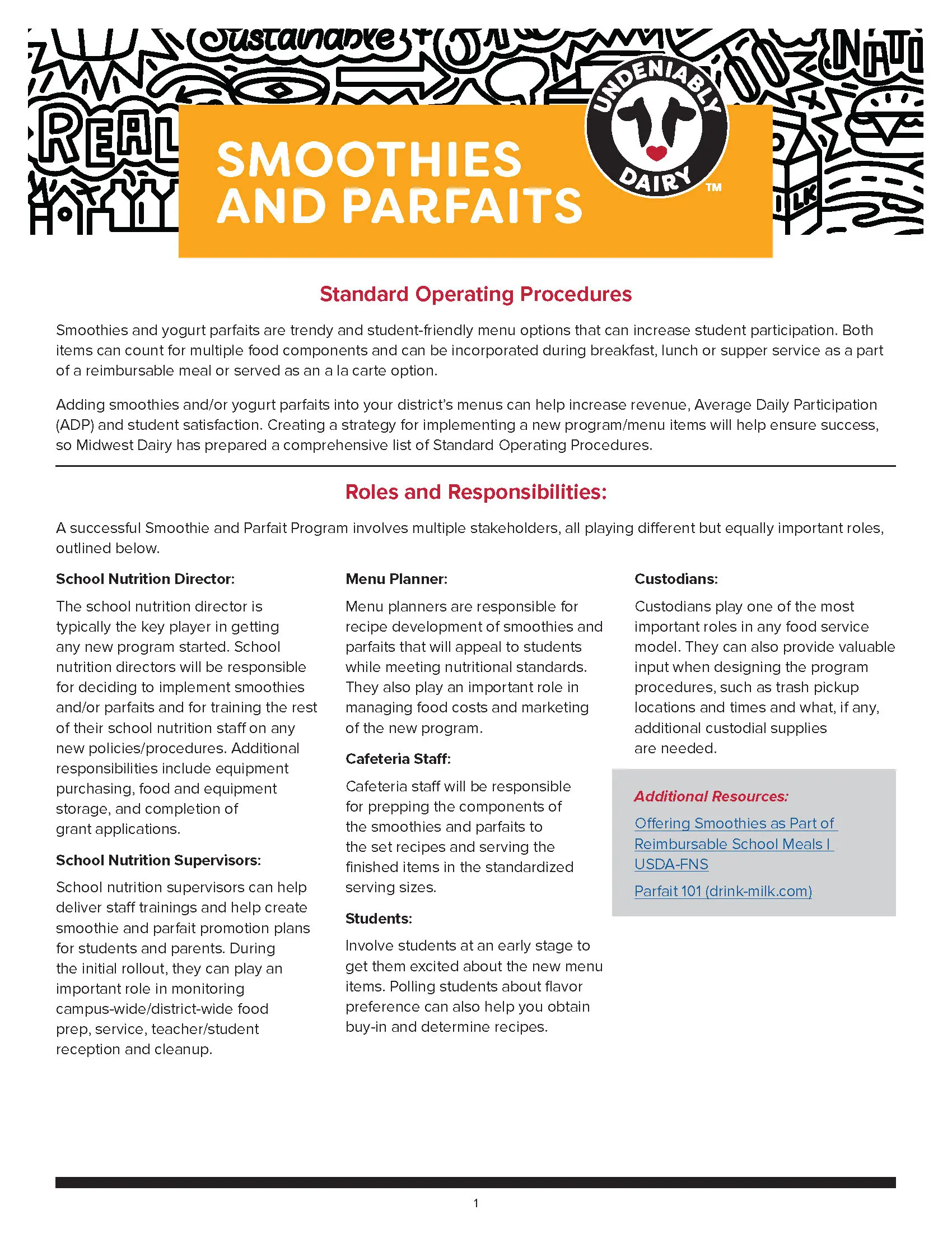 Smoothies and Parfaits Program Standard Operating Procedures - Midwest ...