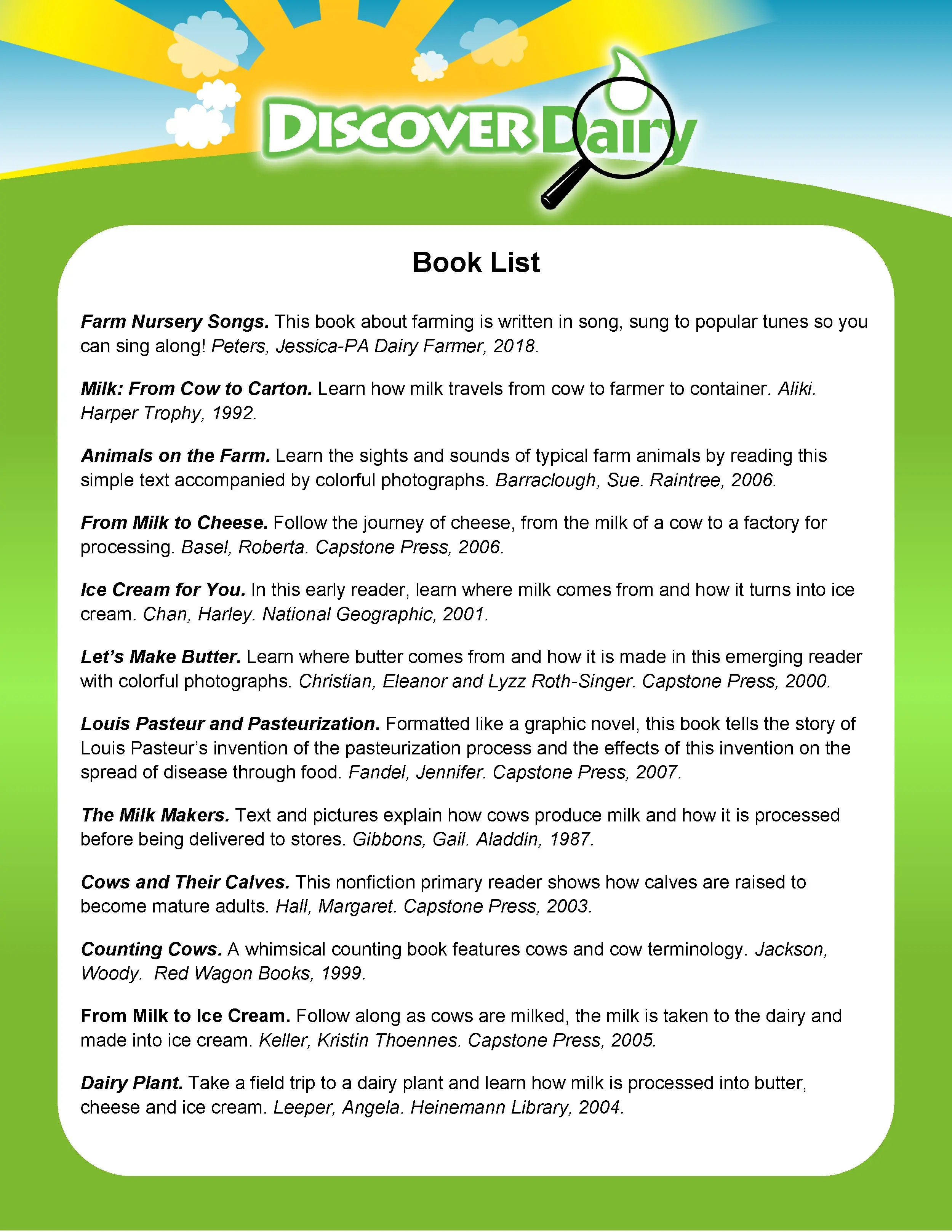 Discover Dairy Book List - Midwest Dairy