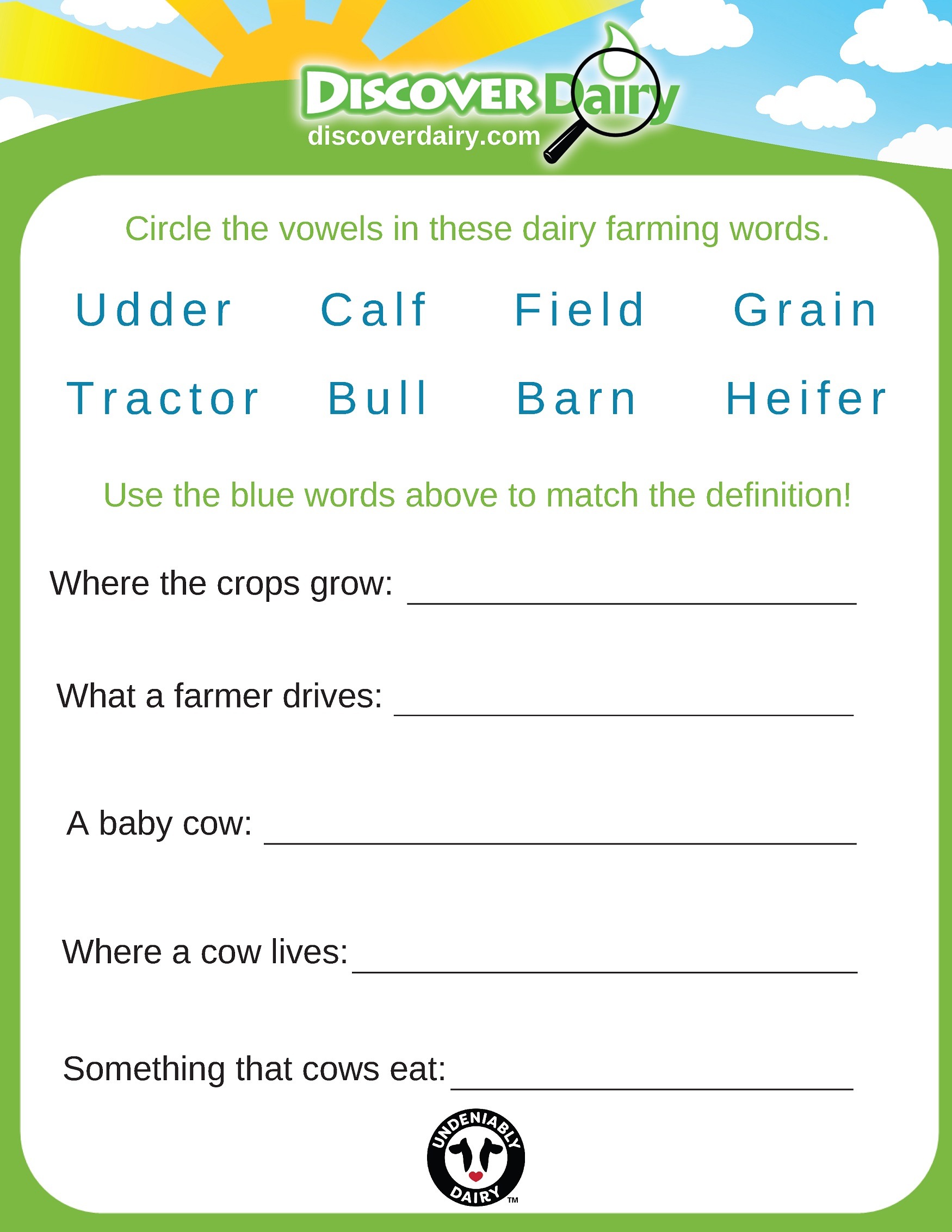 Vowel Match Activity | Midwest Dairy