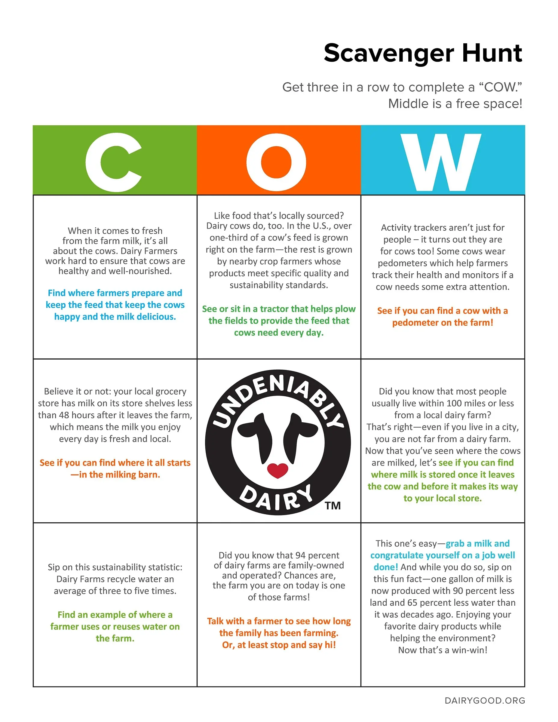 Cow-Bingo - Midwest Dairy