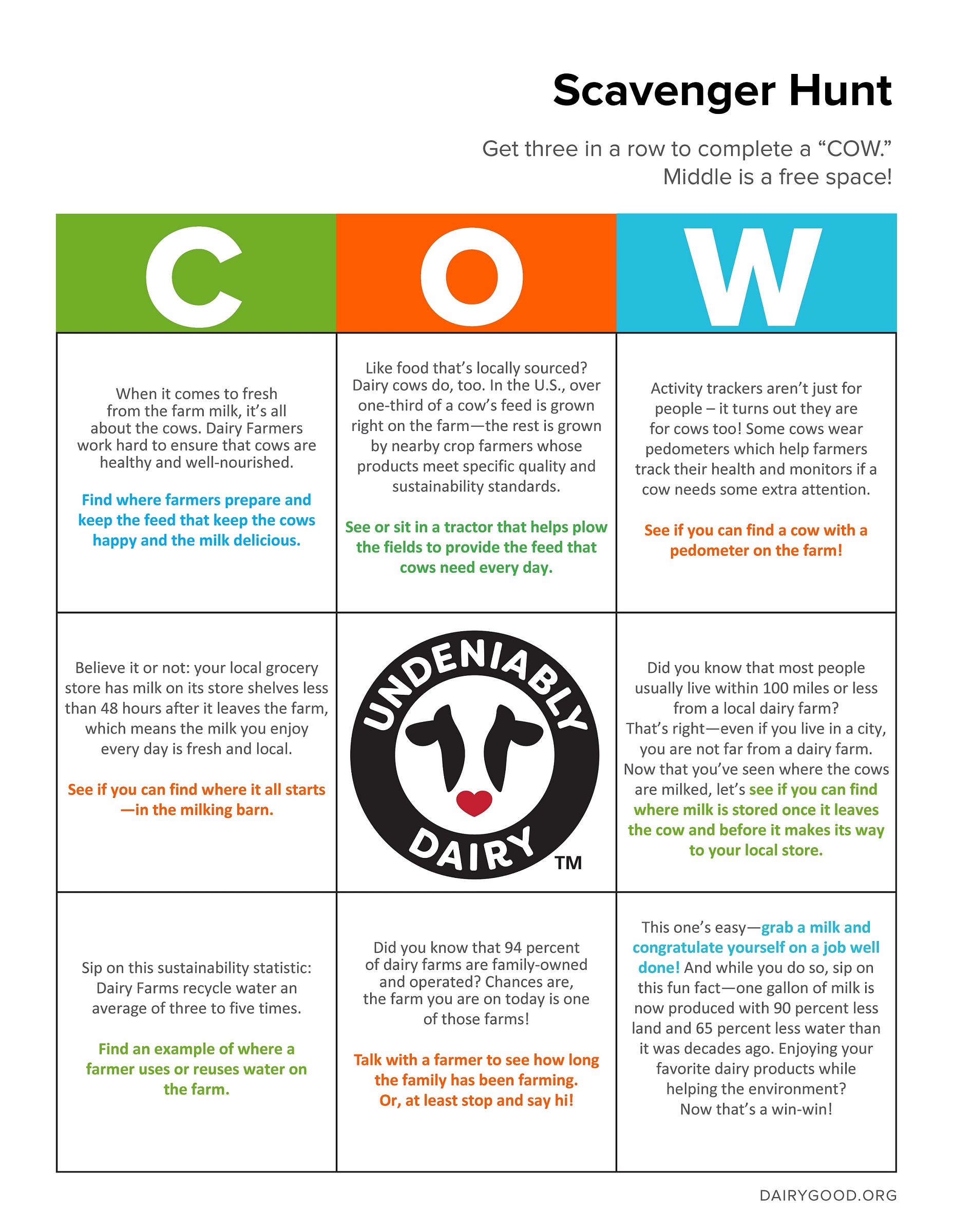 Cow-Bingo | Midwest Dairy