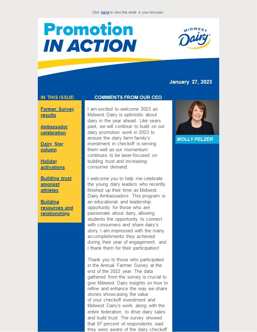 Promotion in Action - January 2023 | Midwest Dairy