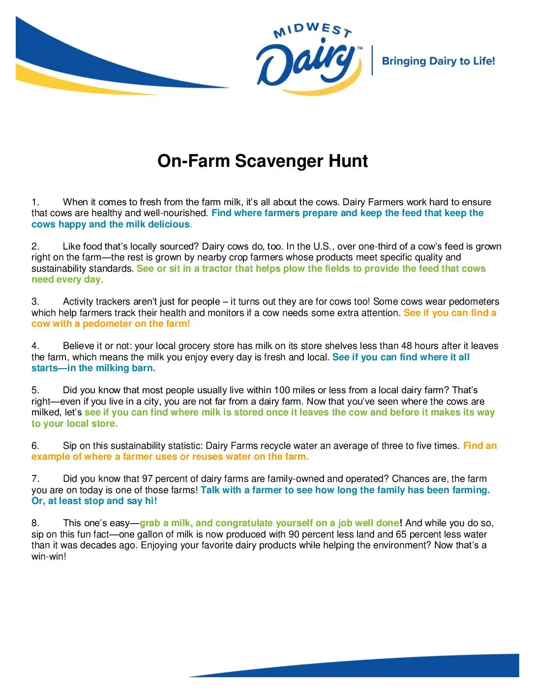 Scavenger Hunt - Midwest Dairy